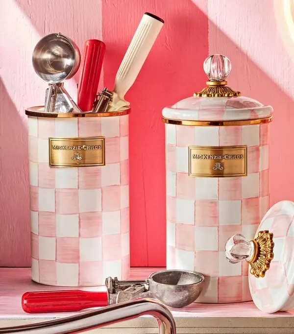 MACKENZIE-CHILDS Rosy Check Utensil Holder