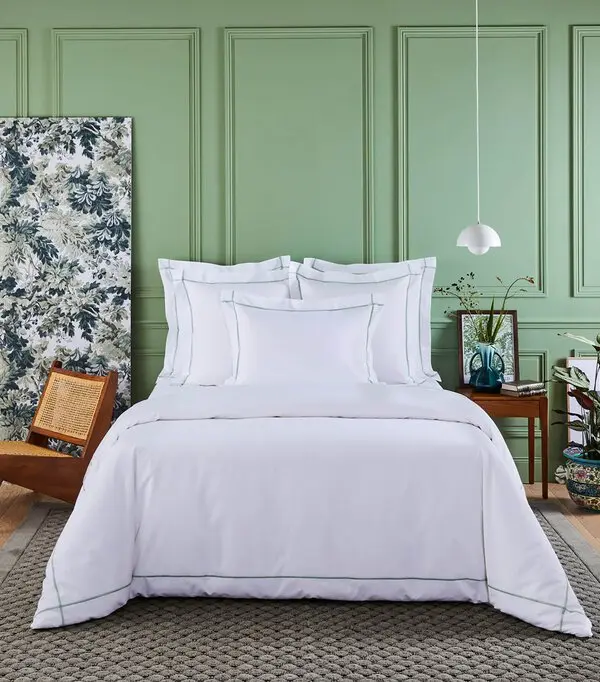 YVES DELORME Cotton Athena King Duvet Cover - Green