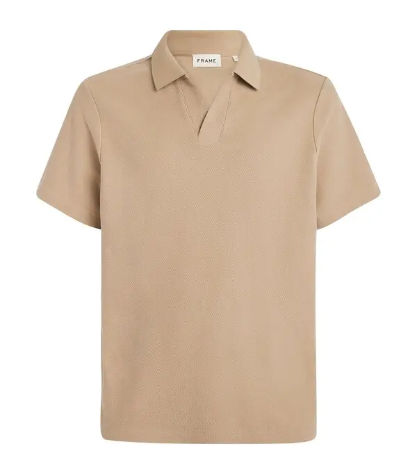 FRAME Cotton Piqué Polo Shirt - Beige
