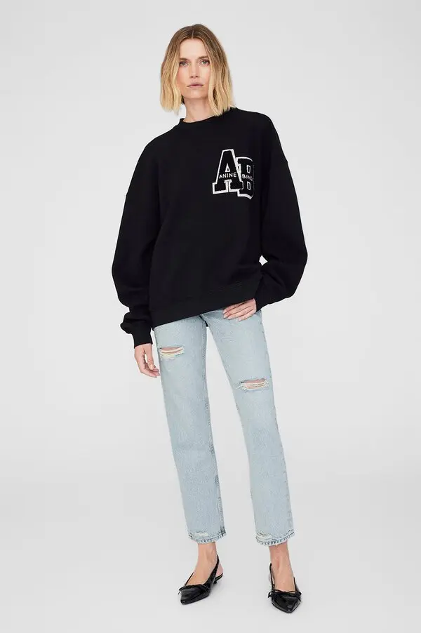 ANINE BING Miles Oversized Sweatshirt Letterman - Black