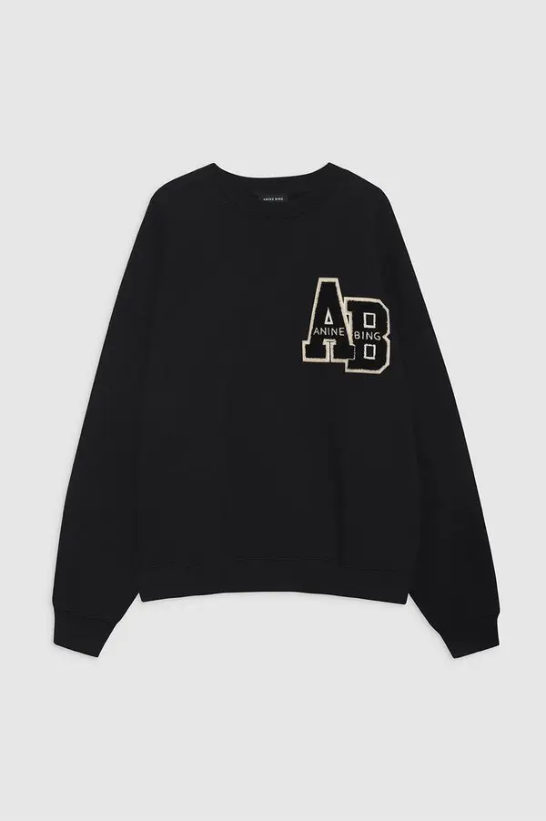 ANINE BING Miles Oversized Letterman Sweatshirt - Black