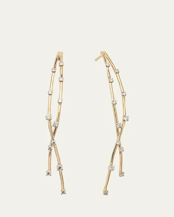 Lana Jewelry 14k Yellow Diamond Crossover Earrings - Gold