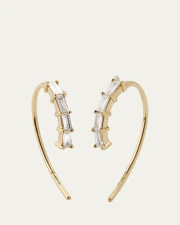 Lana Jewelry 14k Yellow Baguette Diamond Hoop Earrings - Gold