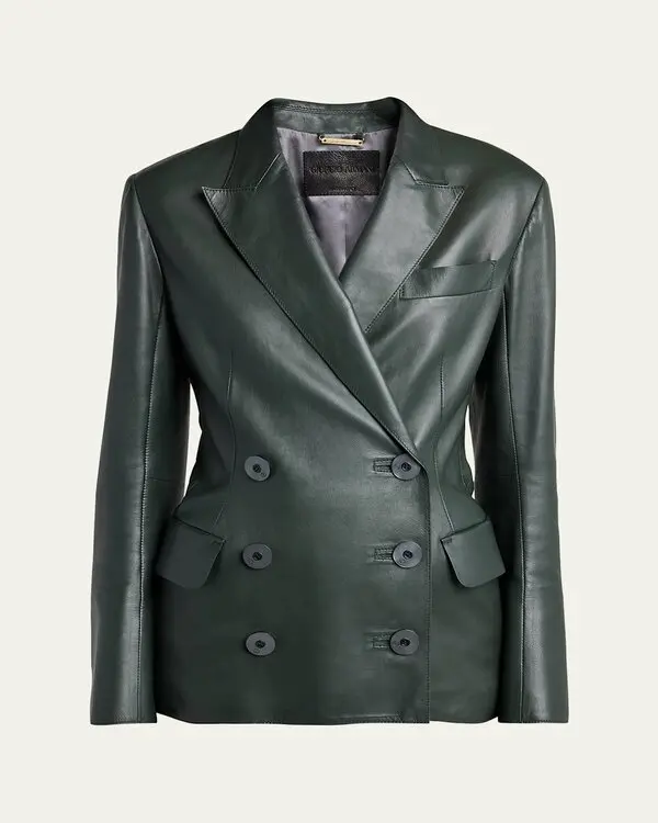 Giorgio Armani Tailored Leather Blazer Jacket