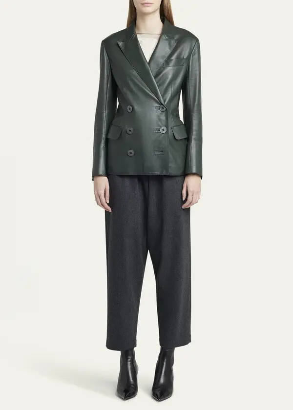 Giorgio Armani Tailored Leather Blazer Jacket