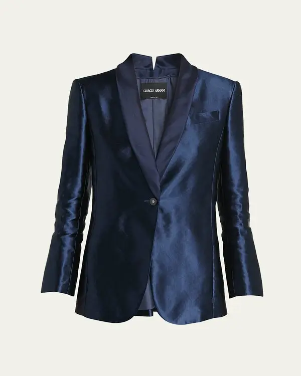 Giorgio Armani Linen Silk Blazer - Navy
