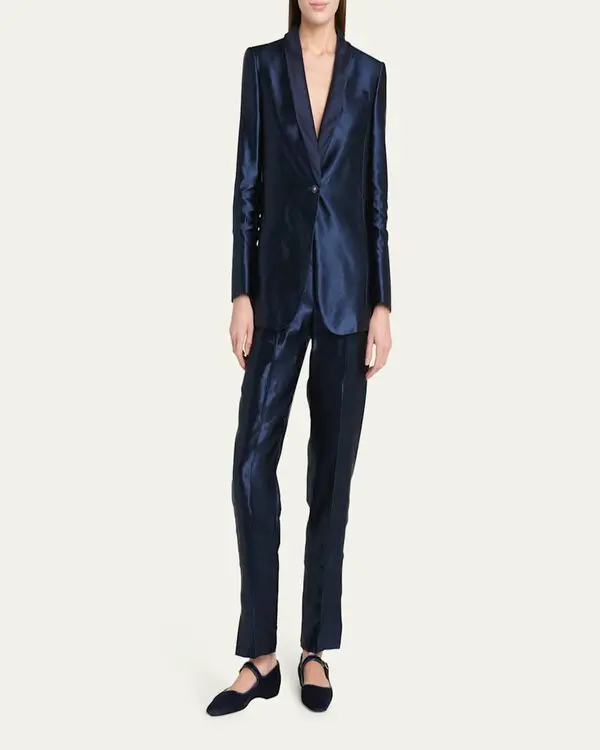 Giorgio Armani Linen Silk Blazer - Navy