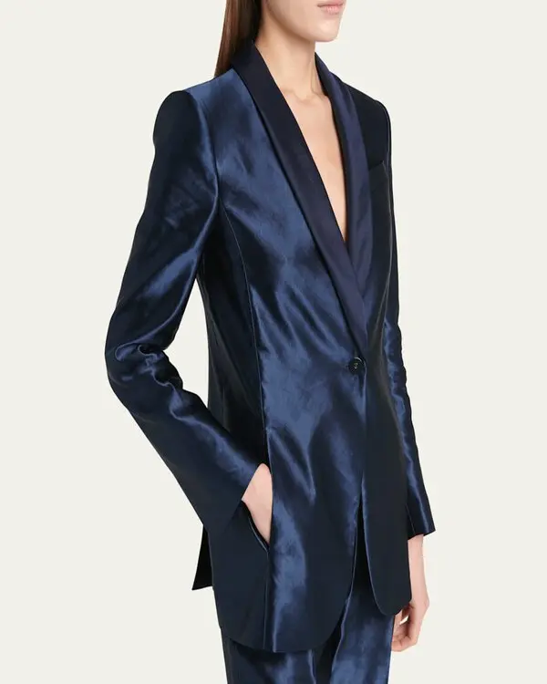 Giorgio Armani Linen Silk Blazer - Navy