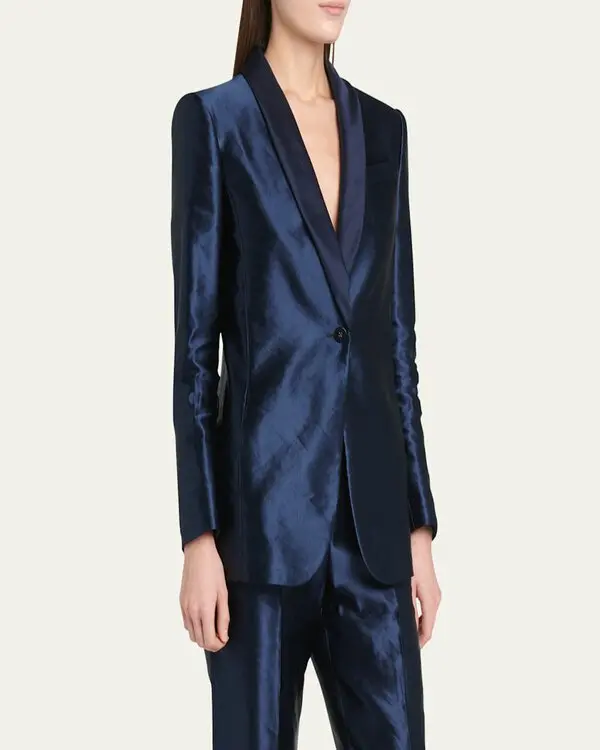 Giorgio Armani Linen Silk Blazer - Navy
