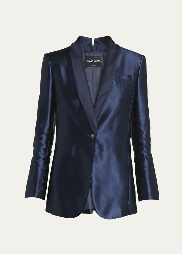 Giorgio Armani Linen Silk Blazer - Navy