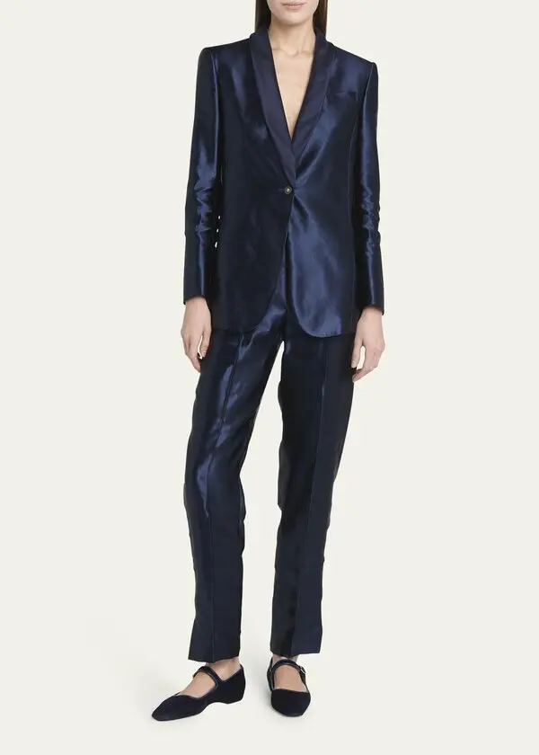 Giorgio Armani Linen Silk Blazer - Navy