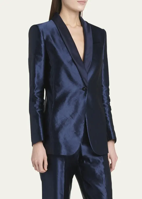 Giorgio Armani Linen Silk Blazer - Navy