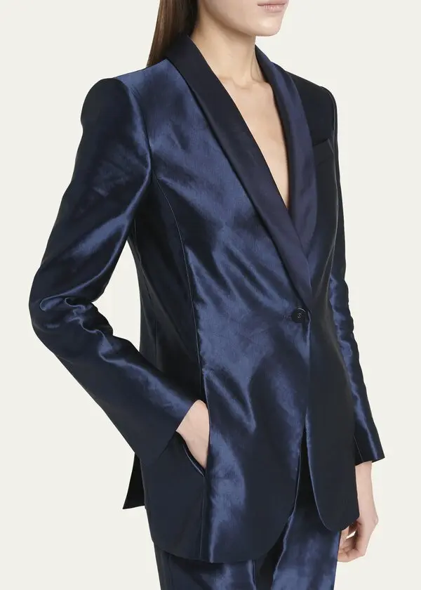 Giorgio Armani Linen Silk Blazer - Navy