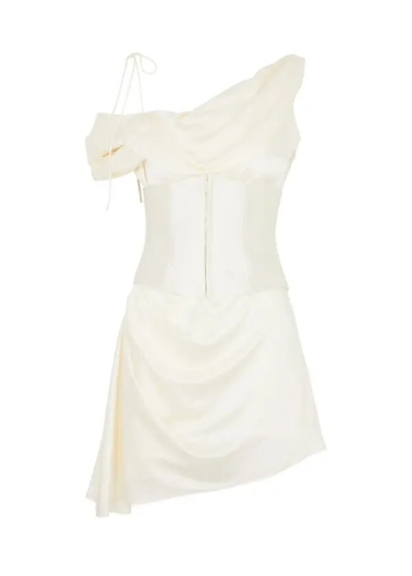 De La Vali Silk-Satin Corset Mini Dress In Ivory - 60% Off