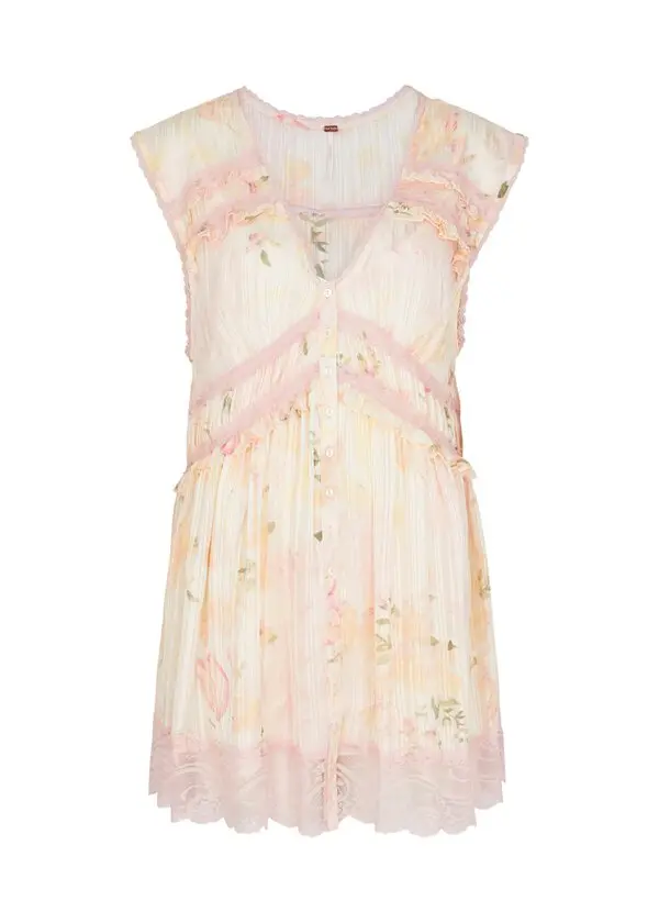 Free People Printed Chiffon Mini Dress