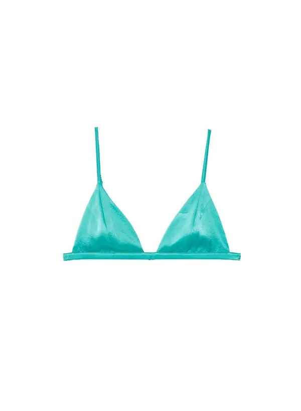Fleur Du Mal Luxe Triangle Bra - Sea Glass