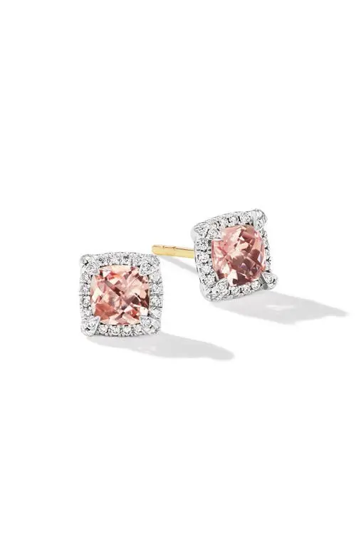 David Yurman Chatelaine Pavé Bezel Stud Earrings - Sterling Silver/morganite