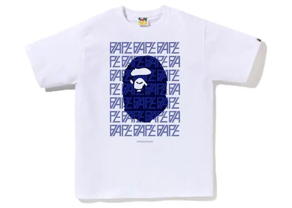 A BATHING APE Logo Monogram T-shirt - White Navy Blue