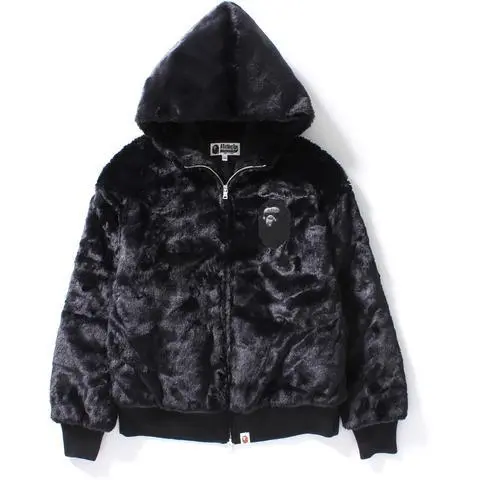 A BATHING APE Ape Head Fur Hoodie