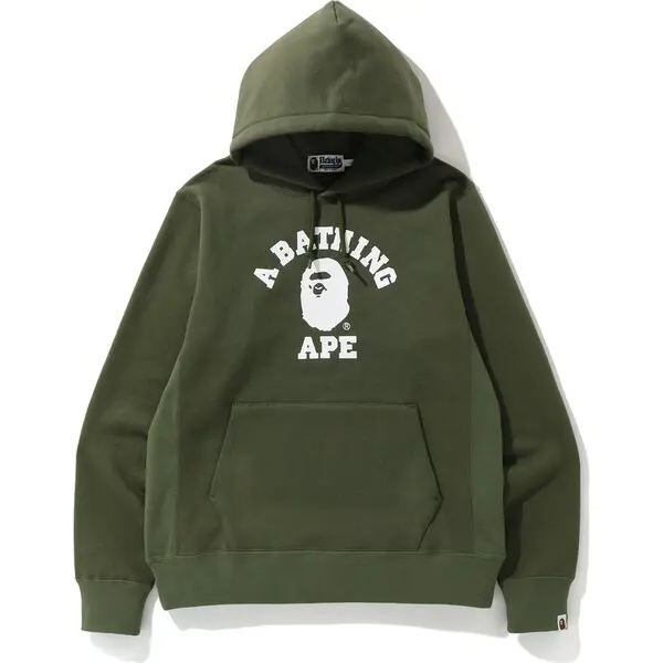 A BATHING APE College Heavy Weight Pullover Hoodie - Olive