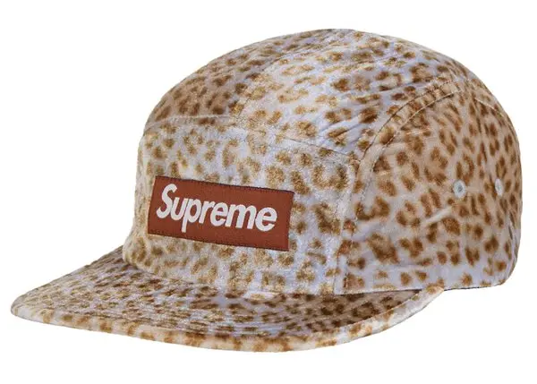 Supreme Leopard Velvet Camp Cap - Tan
