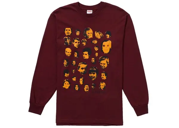 Supreme Faces Long Sleeve Tee Shirt - Burgundy