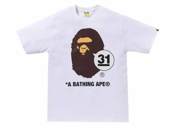 A BATHING APE 31st Anniversary Ape Head Tee Shirt - White