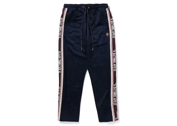 A BATHING APE Tonal Solid Camo Track Pants - Navy Blue