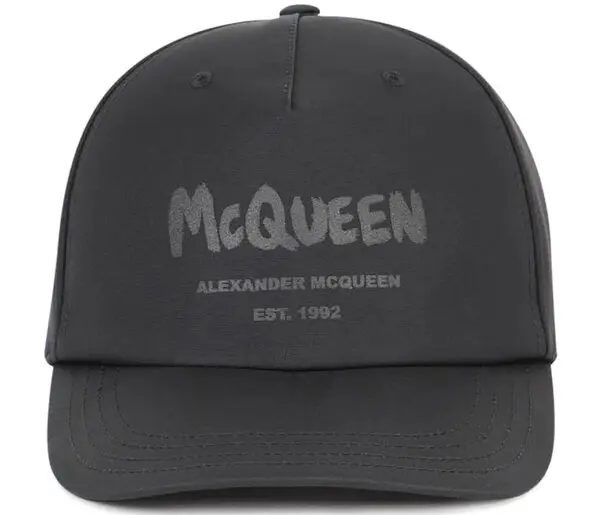 Alexander McQueen Tonal Graffiti Baseball Cap - Black