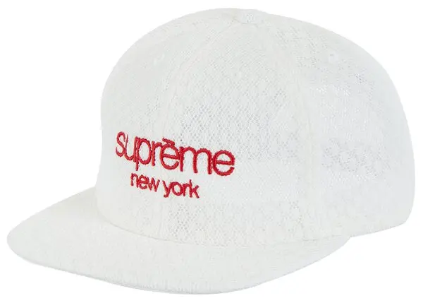 Supreme Classic Logo Air Mesh 6-panel Hat - White