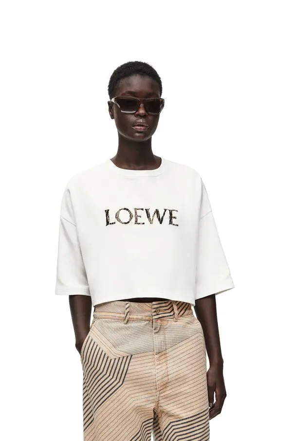 Loewe Luxury Cropped T-Shirt In Cotton Blend - Off-White