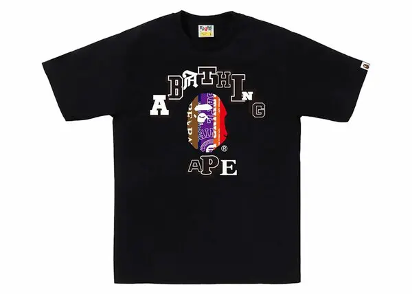 A BATHING APE Fans Scarf College Tee Shirt - Black