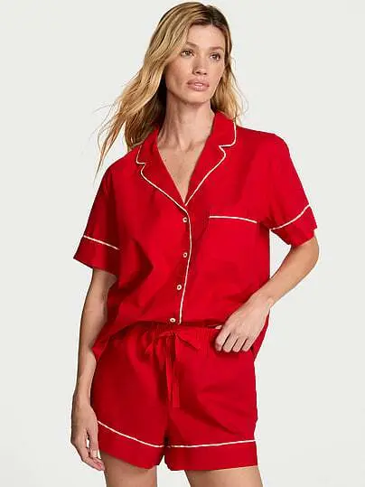 Victoria's Secret Heritage Cotton Short Pajama Set - Red