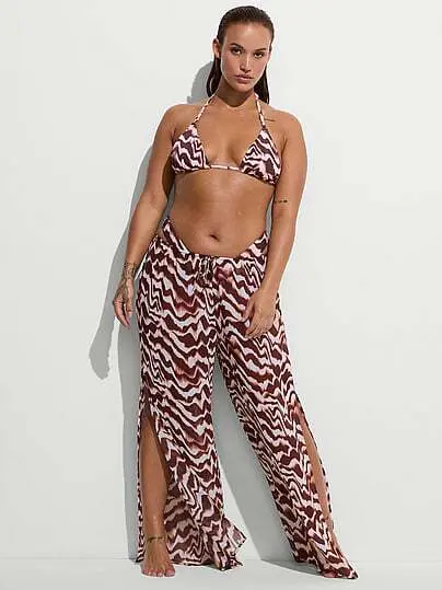 Victoria's Secret Swim Beachwear Sheer Crinkle Wide-leg Pants - Print