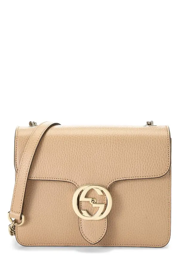 Gucci Leather Interlocking Crossbody - Beige