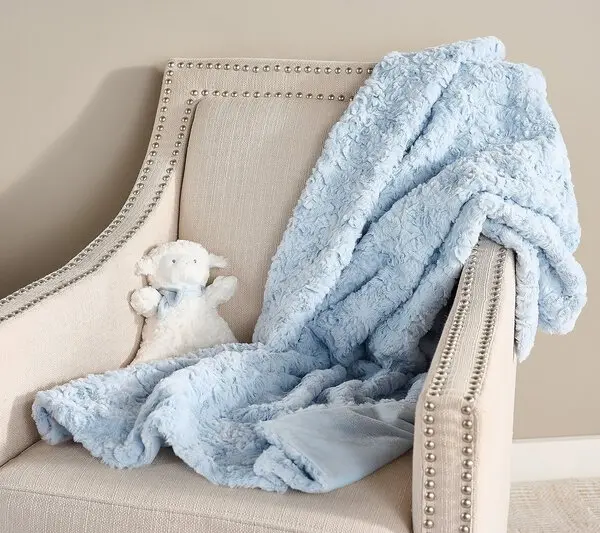 Dennis Basso As Is Faux Fur Throw & Lamb Baby Set - One-color