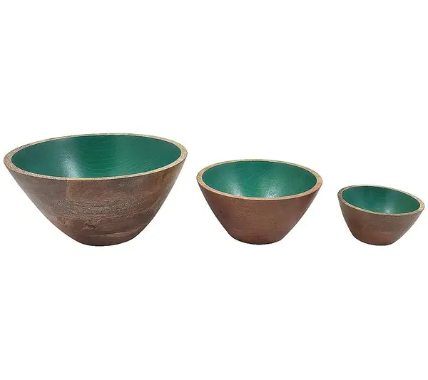 TEMP-TATIONS As Is Woodland Set Of Mango Wood Bowls - One-color