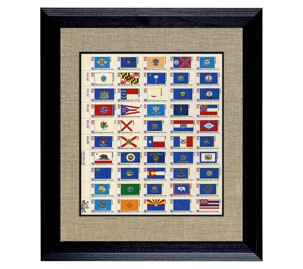 AMERICAN COIN TREASURES American Coin U.s. State Flag Stamp Sheet W/ Wo D Frame - One-color