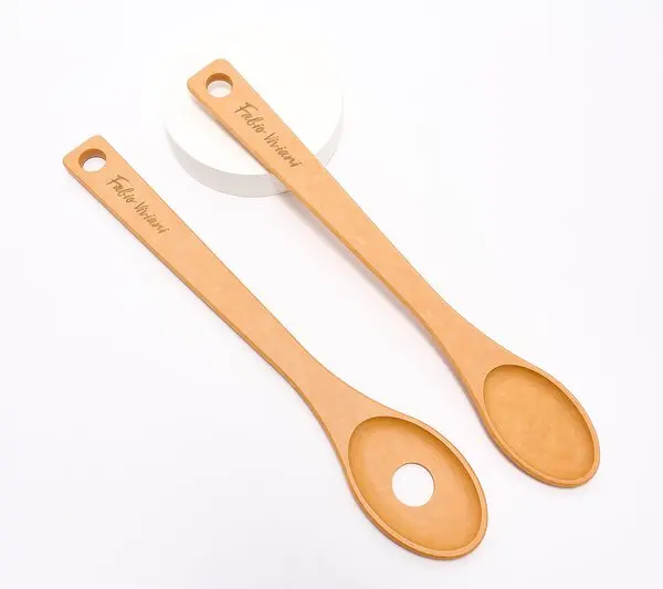 FABIO VIVIANI Fabio 2pc Dishwasher Safe Wooden Utensil Set - One-color