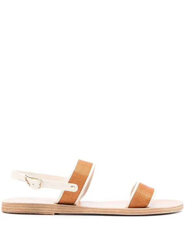 ANCIENT GREEK SANDALS Clio Nappa/raffia Sandals - Bruciato/off White