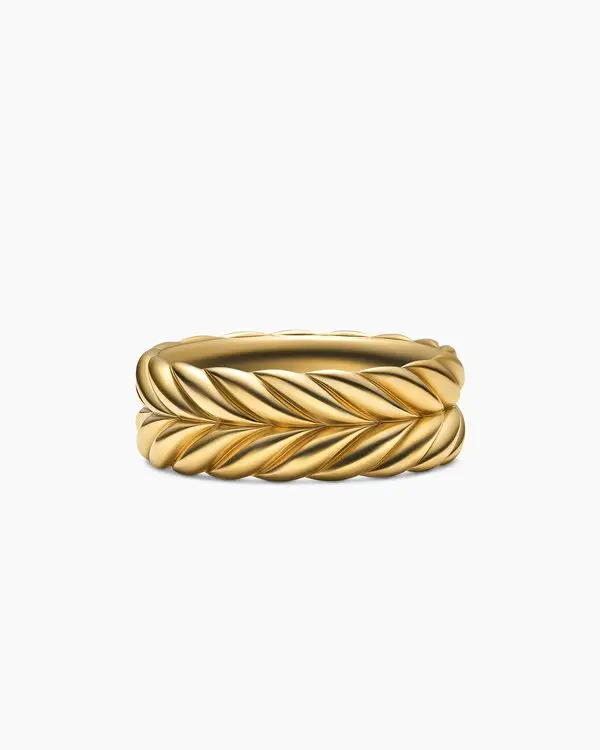 David Yurman 18k Yellow Gold Chevron Band Ring - All 18k Yellow Gold