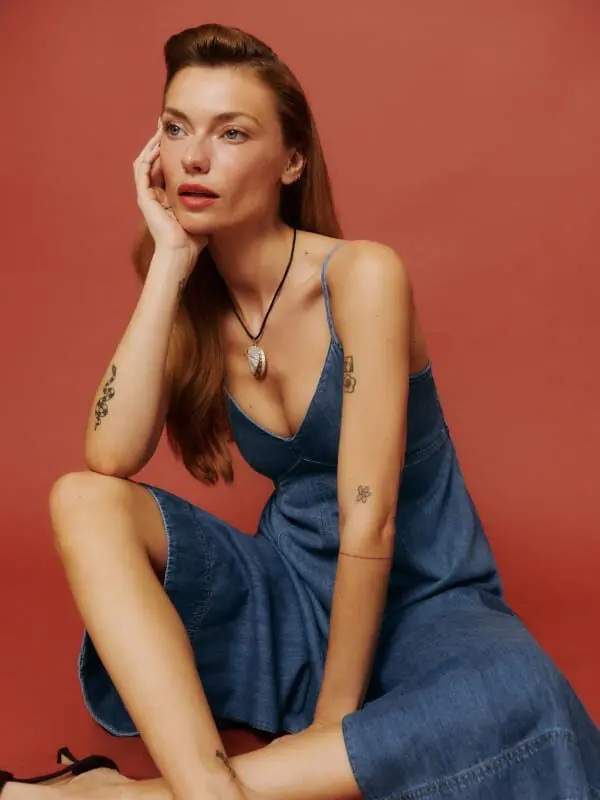 REFORMATION Gabriella Denim Midi Dress