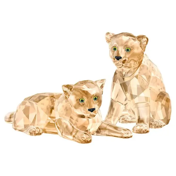 SWAROVSKI Scs Amur Leopard Cubs - Gold Tone
