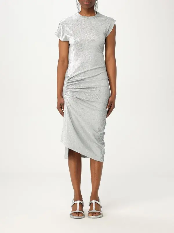 Rabanne Metallic Ruched Dress - Silver