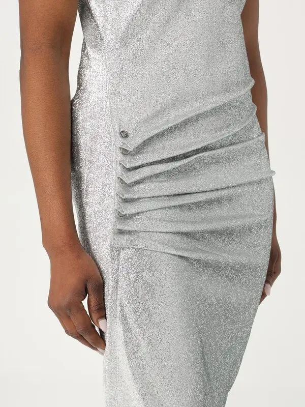 Rabanne Metallic Ruched Dress - Silver