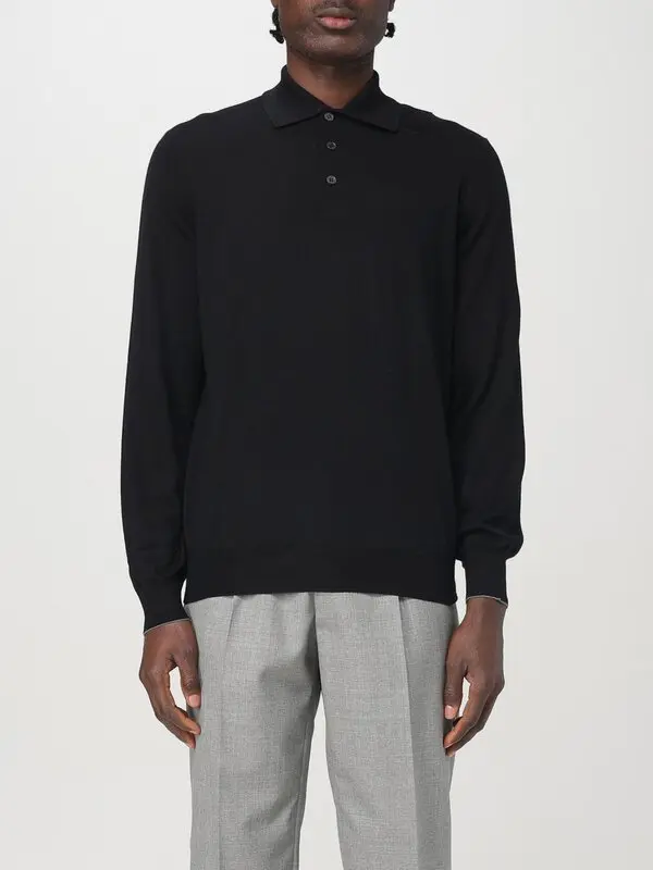 Brunello Cucinelli Long Sleeve Polo Shirt - Black