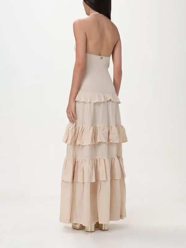 TWINSET Halterneck Maxi Dress With Tiered Ruffles