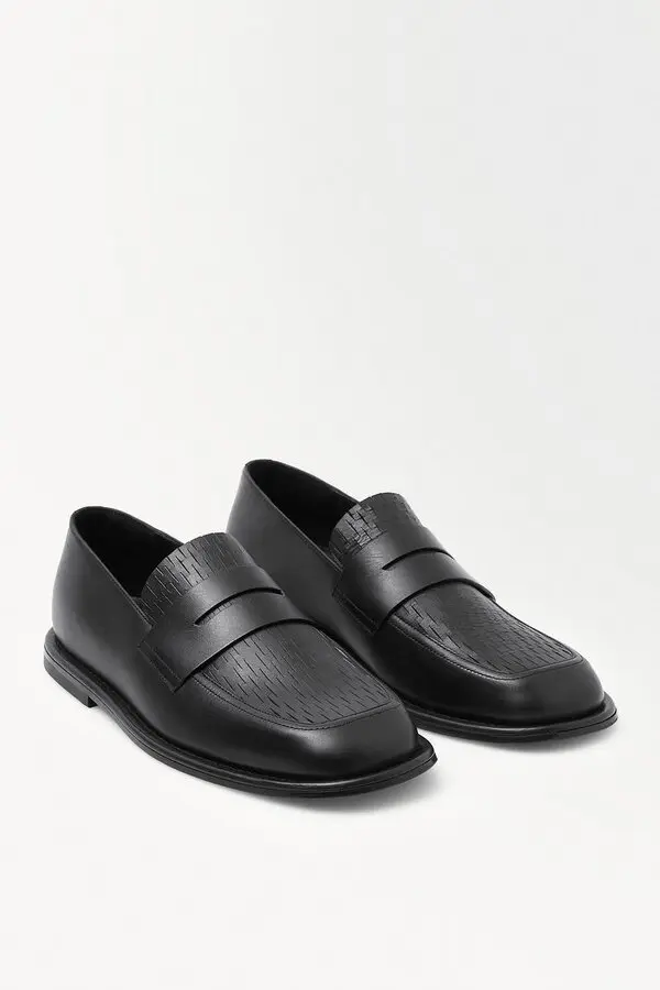 Cos Perforated Leather Loafers In Black - 70% Off | Editorialist display picture 2