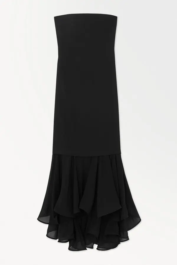 Cos Fishtail Bandeau Maxi Dress In Black - 70% Off | Editorialist