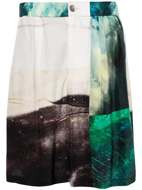 TAAKK Patchwork-print Silk Shorts